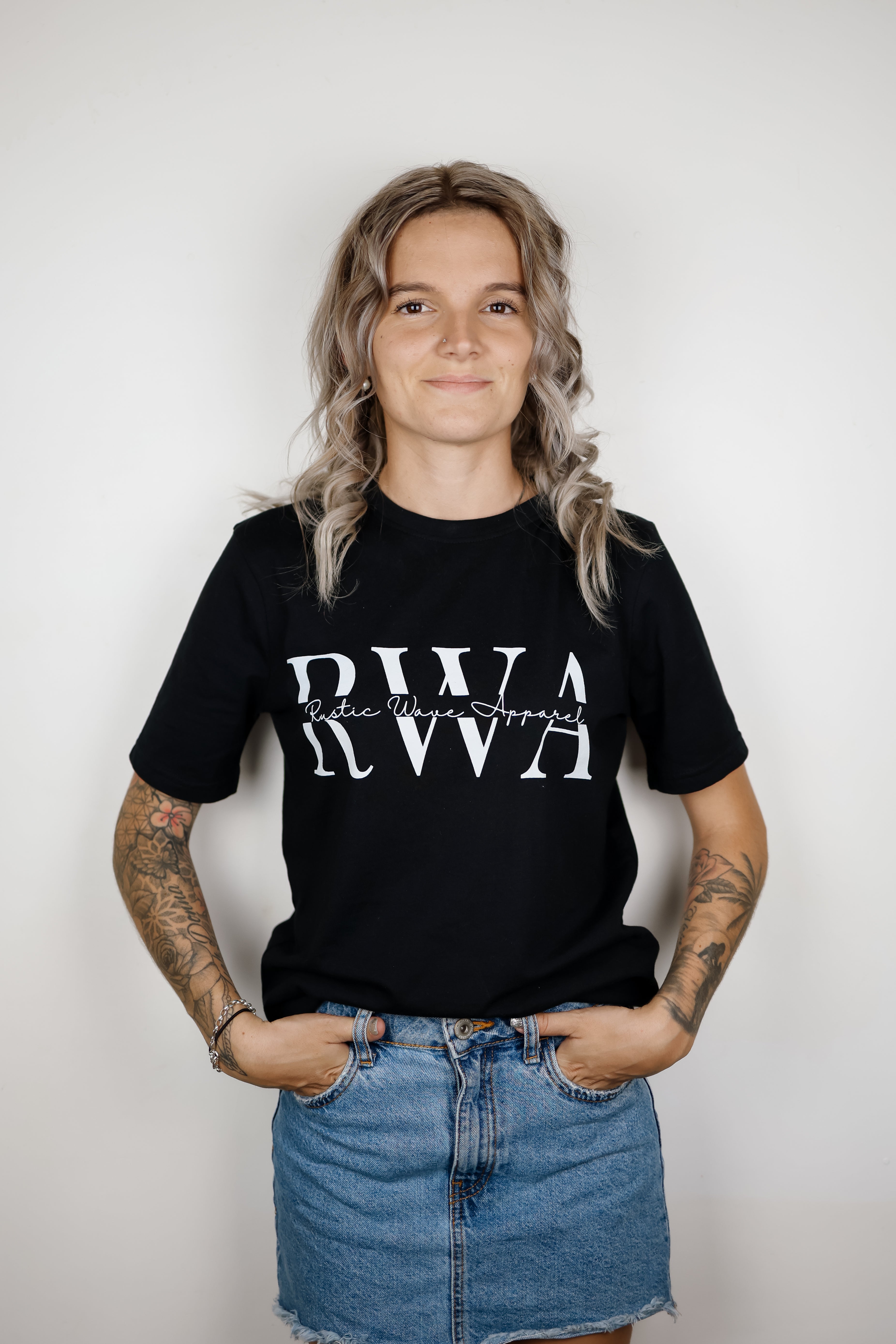 Black T-Shirt with Bullhead & RWA – Rustic Wave Apparel